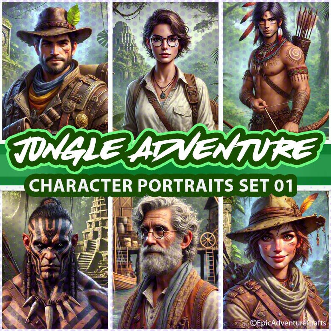 Jungle Adventure Themed Custom Character Portraits PNG Bundle for Kids ...