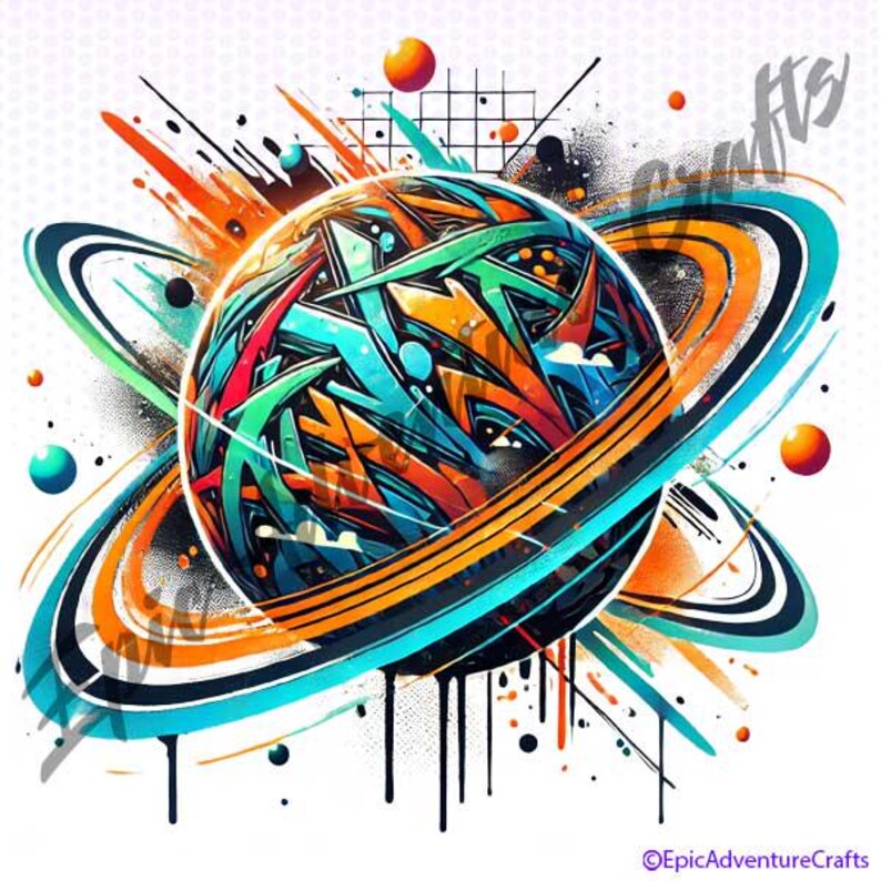 Epic Adventure Graffiti Planets Storytelling PNG Set for Imaginative ...