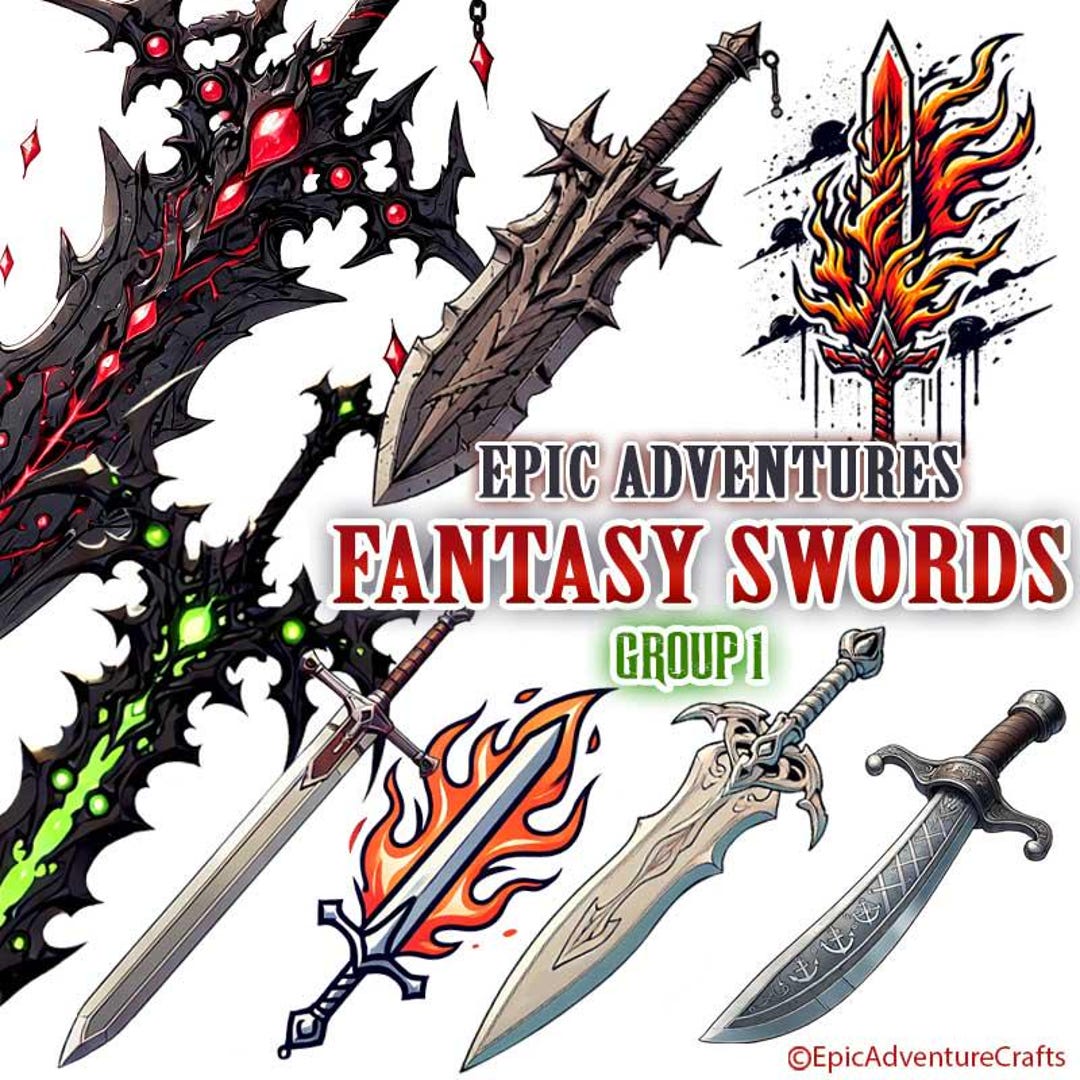 Epic Adventure Fantasy Swords Storytelling PNG Set for Imaginative Play ...