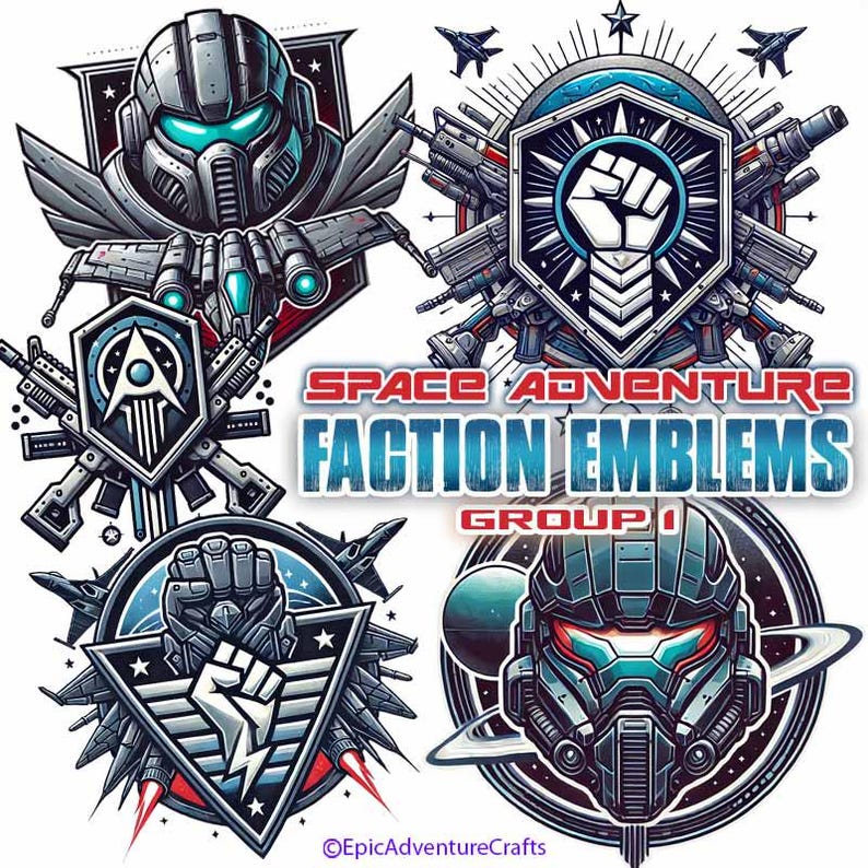Space Adventure Faction Emblems PNG Set for Imaginative Play | Perfect ...