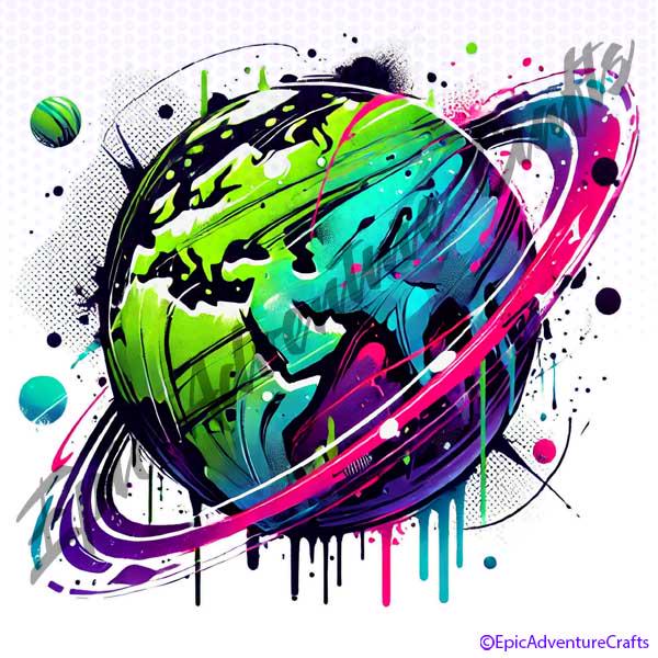 Epic Adventure Graffiti Planets Storytelling PNG Set for Imaginative ...