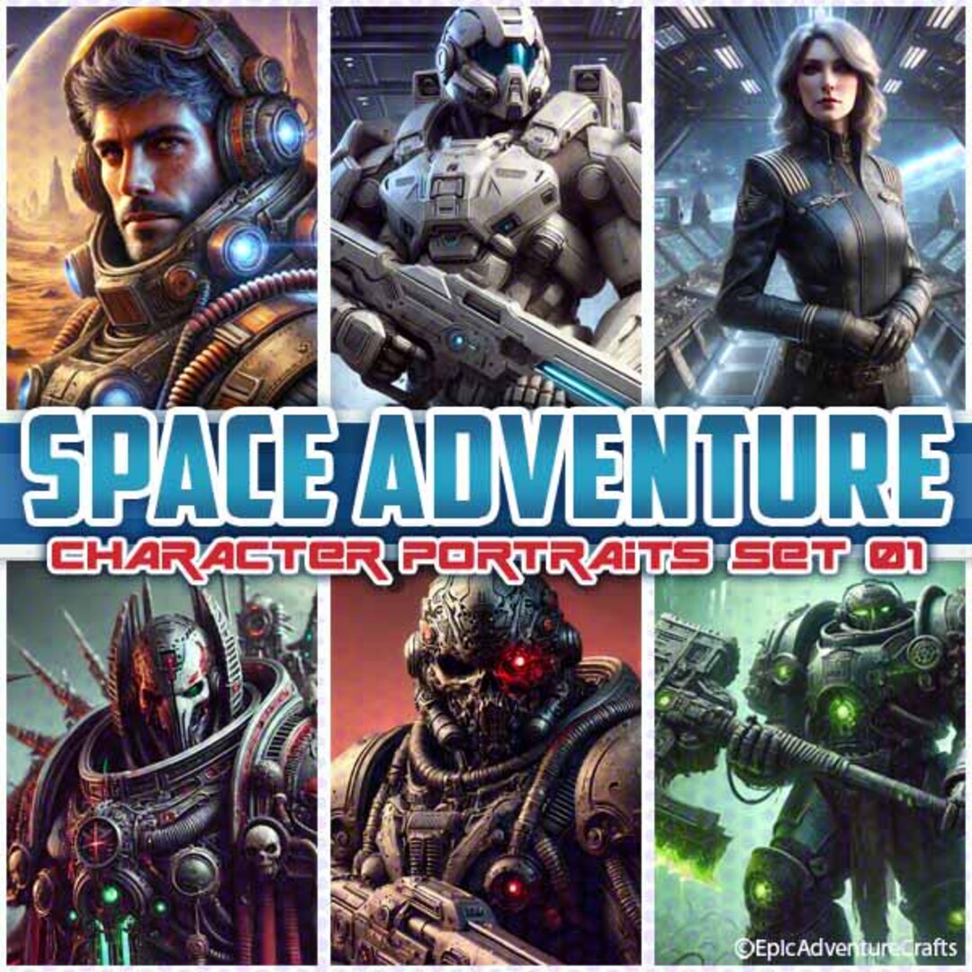 Space Adventure Character Portraits Storytelling PNG Set for ...