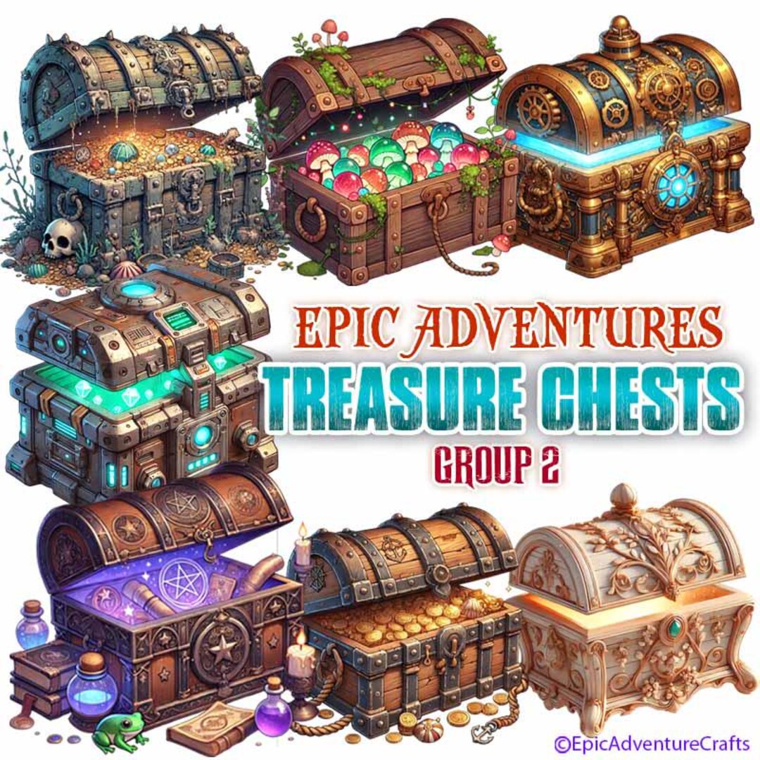 Epic Adventure Treasure Chests PNG Set for Imaginative Play | Perfect ...