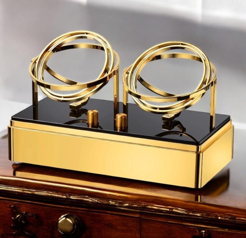 Mechanical Watch Box With Auto Winder – Silent Rotating Display Case ...
