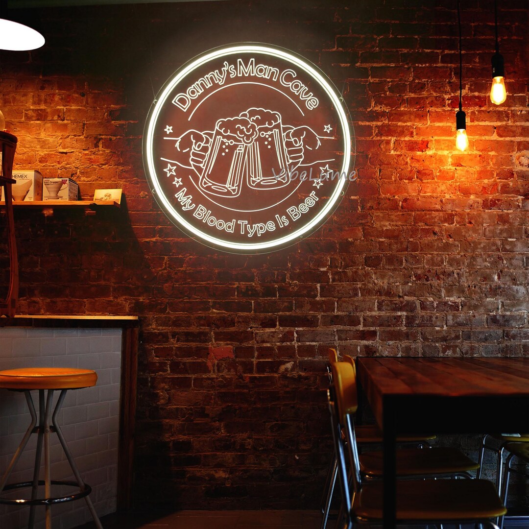 Personalized Man Cave Neon Sign , Custom Beer Bar Light With Name or ...