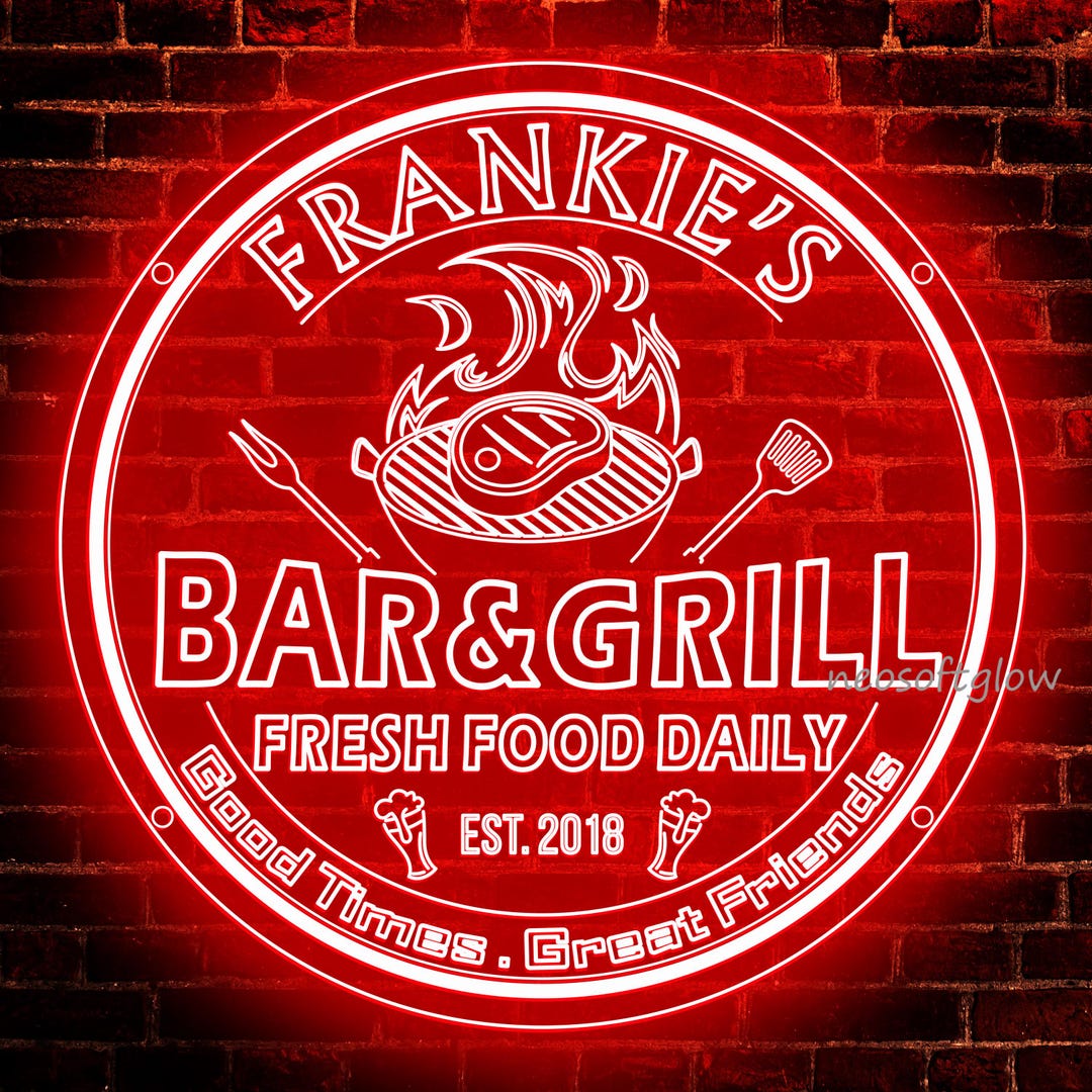 Custom BAR & GRILL Neon Sign - LED Wall Decor - Vintage Pub Style ...