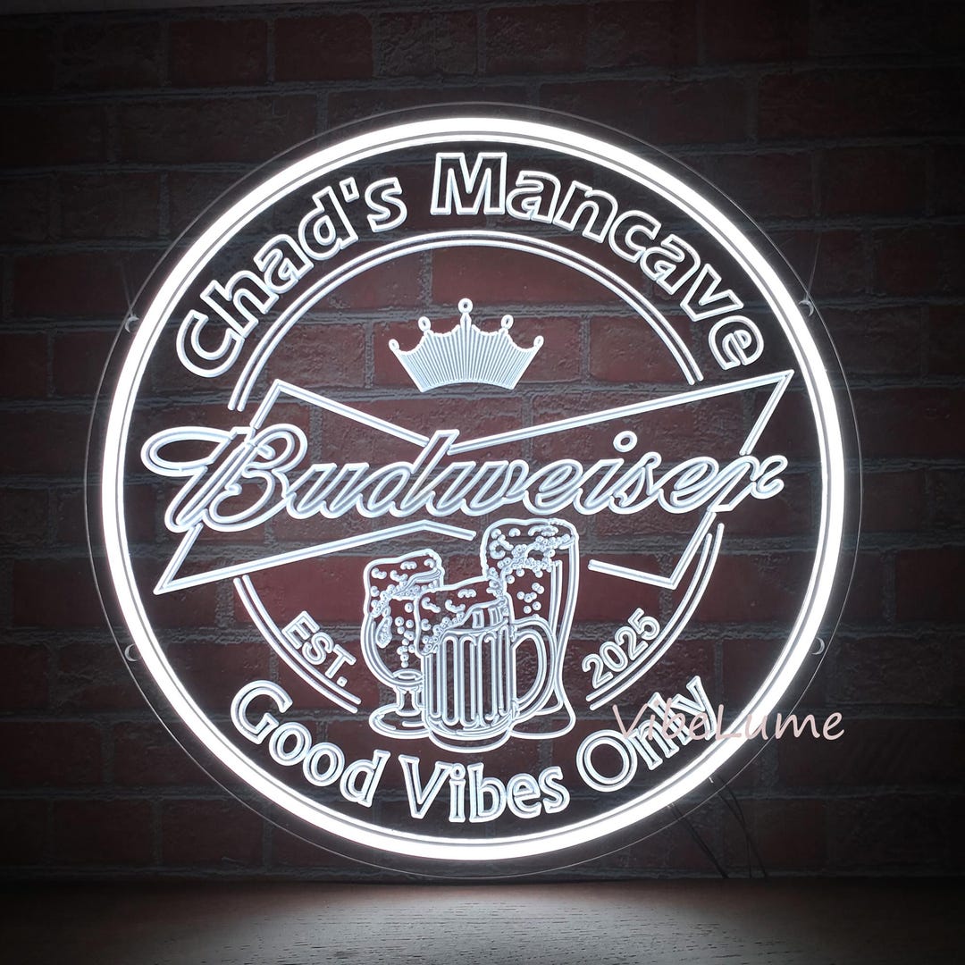 Custom Budweiser Beer Neon Sign - LED Bar Light for Man Cave, Home Bar ...