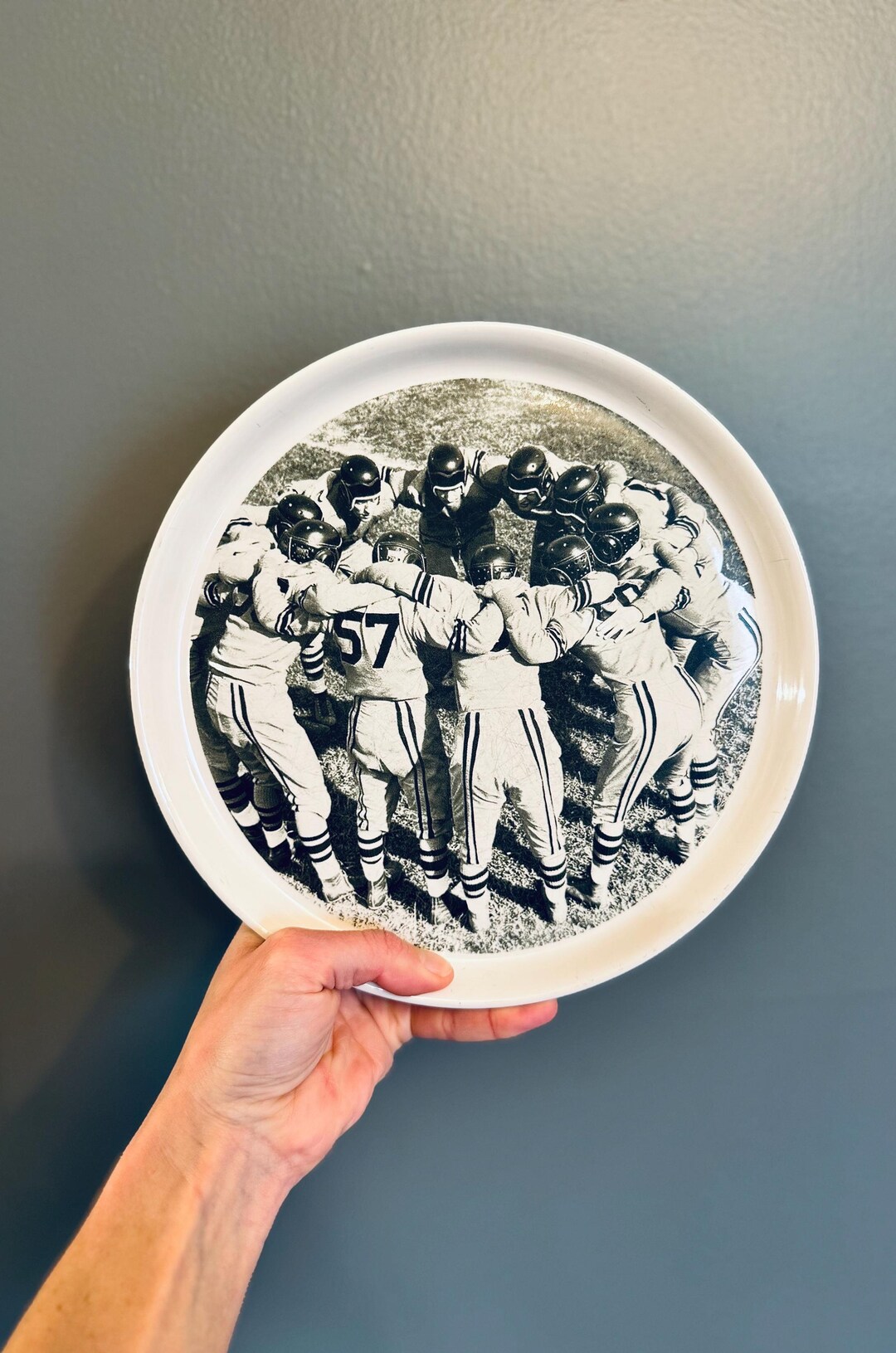 Football Huddle Plate Vintage-inspired Decor for Football Fans - Etsy