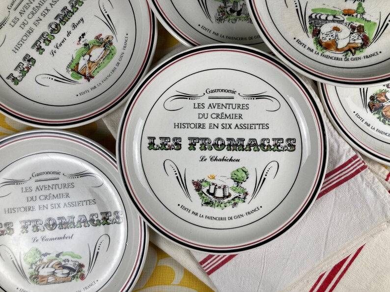 Vintage French Cheese Plates – “le Crémier” by Gien | Hand-painted ...