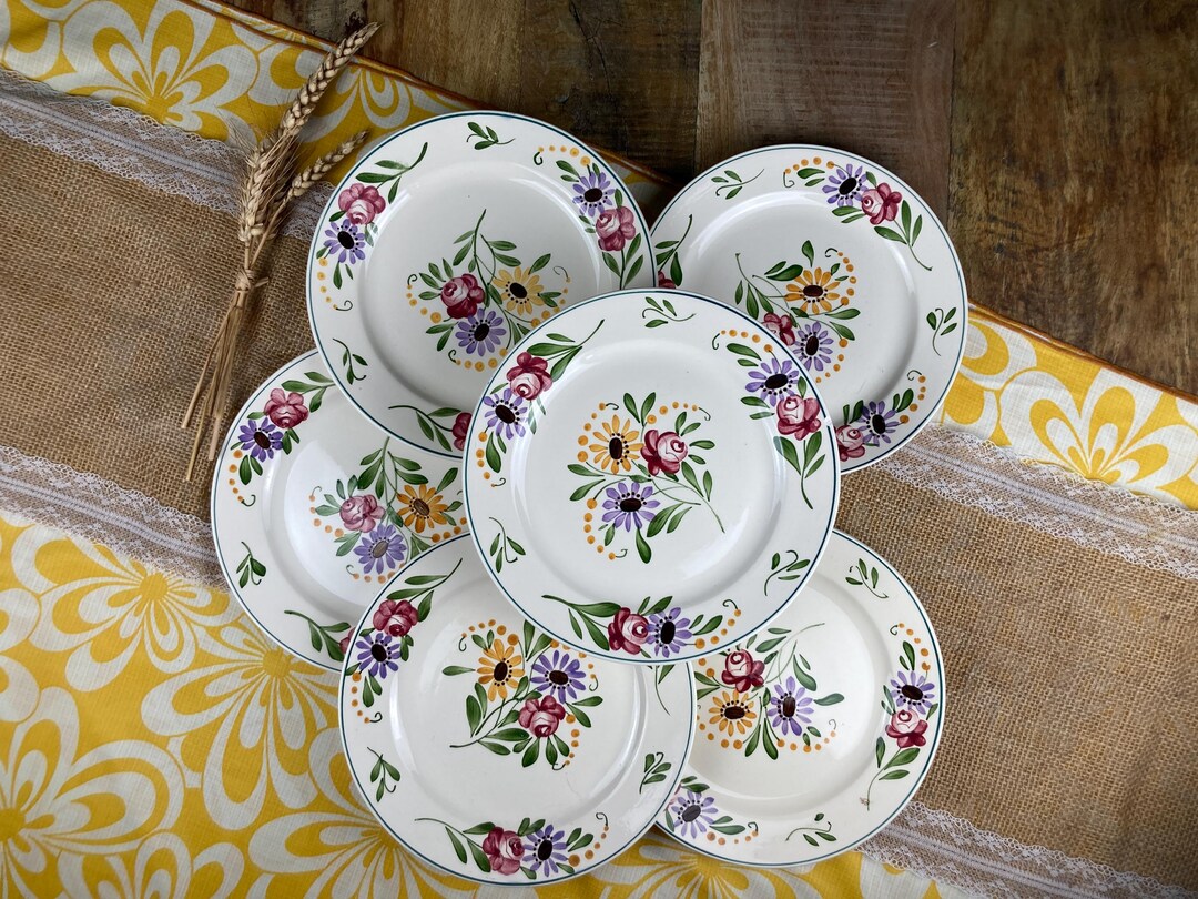 French Vintage Plates “paddy” by Sarreguemines | Set of 6 | Hand ...