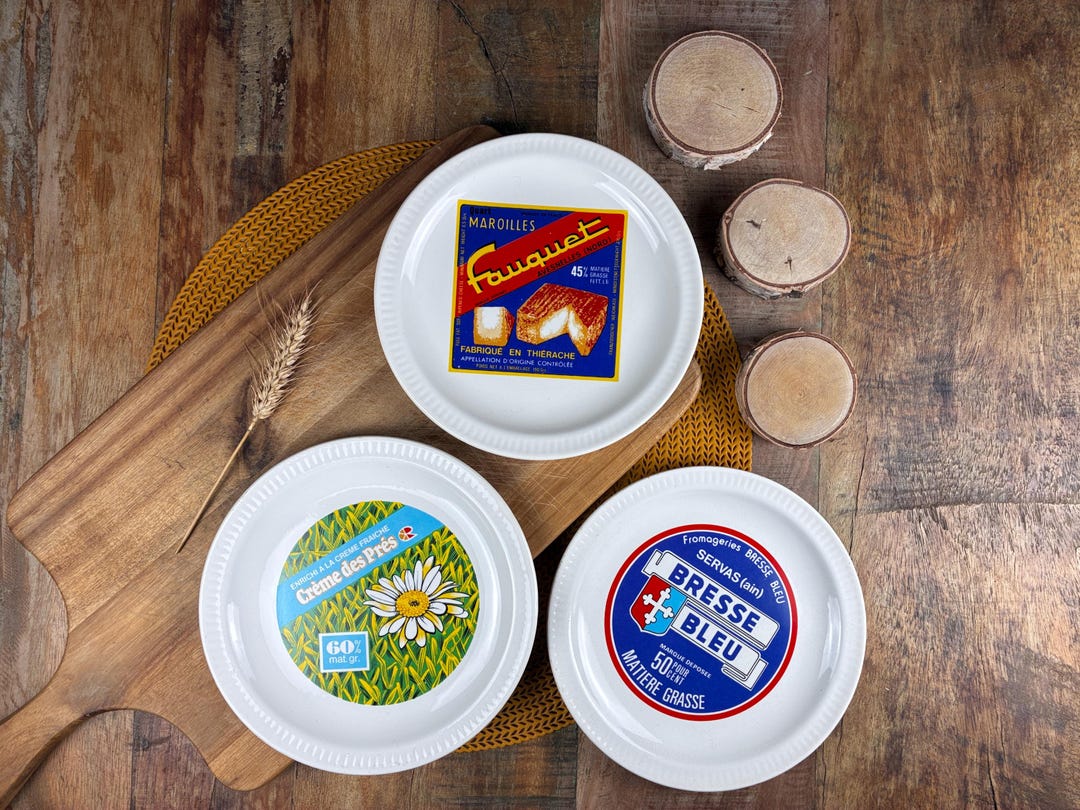 Vintage French Advertising Plate, Saint-amand Faience, 1960s Cheese ...