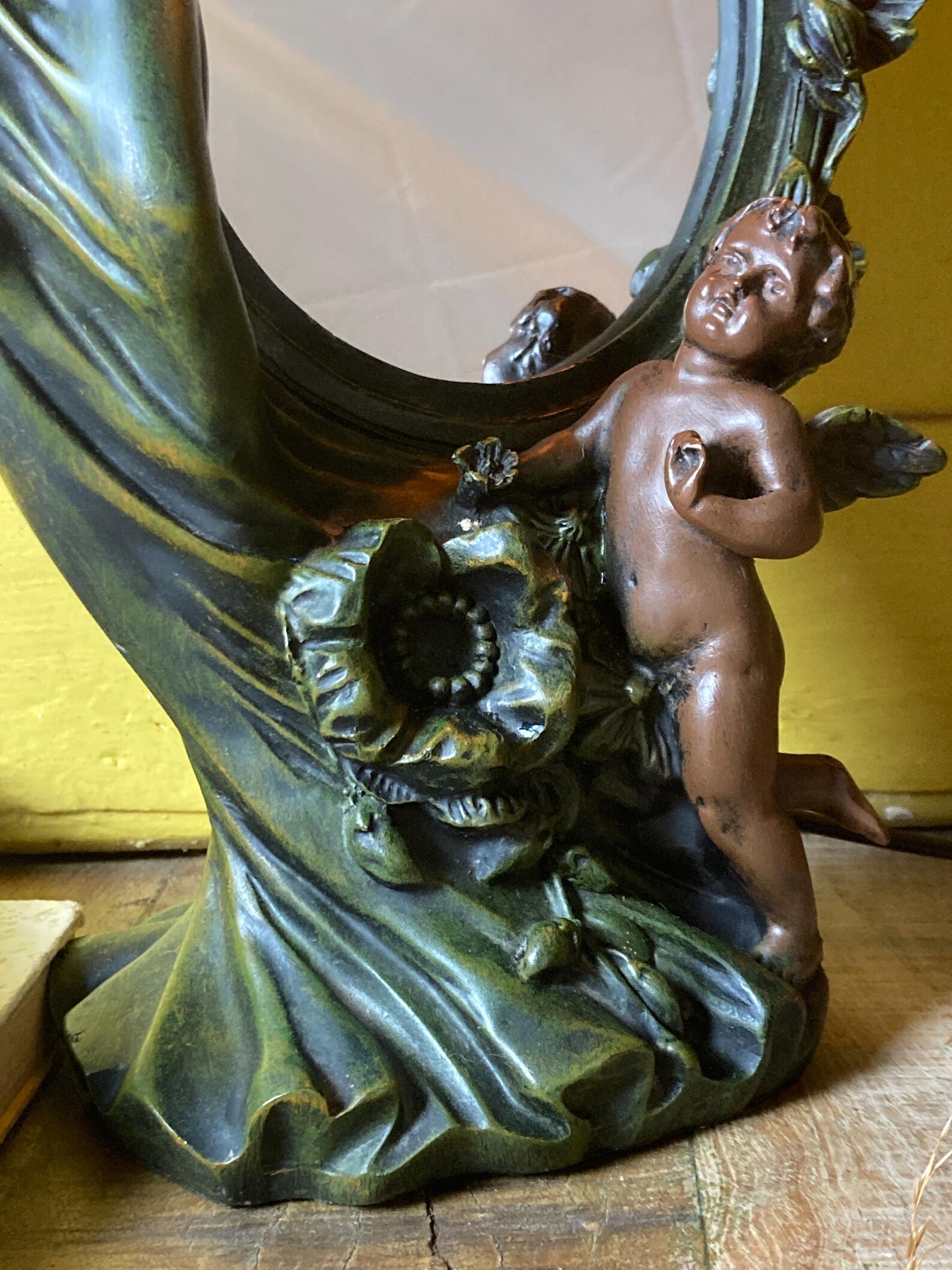 Art Nouveau Style Lamp Signed Crosa 1995. Woman and Angel With Mirror ...