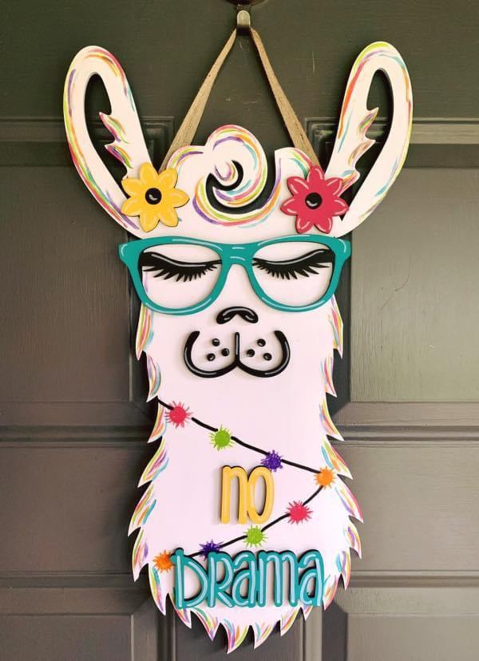 Llama No Drama Door Hanger, Llama Sign, Llama Door Hanger, No Drama ...