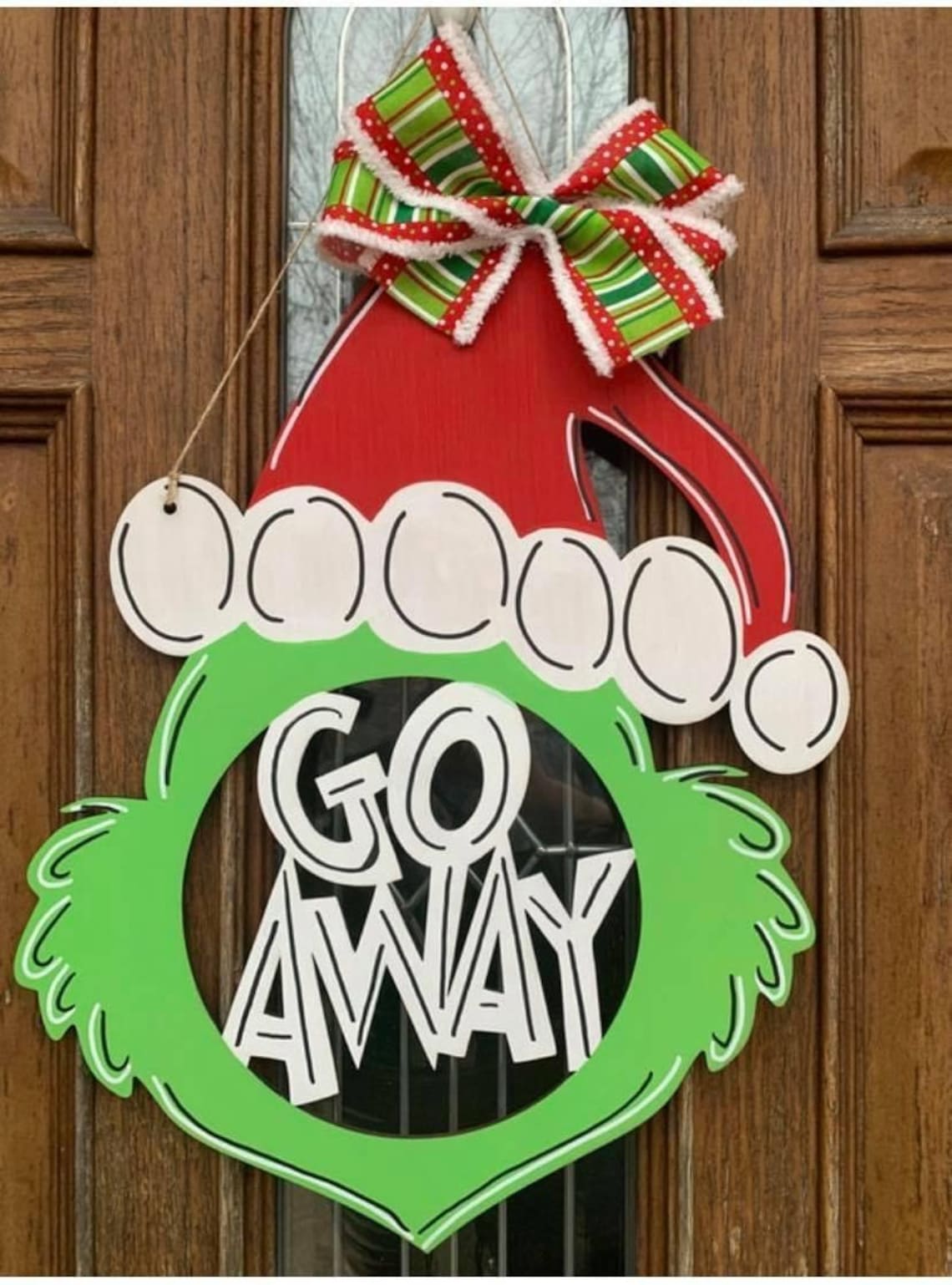 Grinch Go Away Door Hanger, Grinch, Grinch Door, Go Away Sign - Etsy