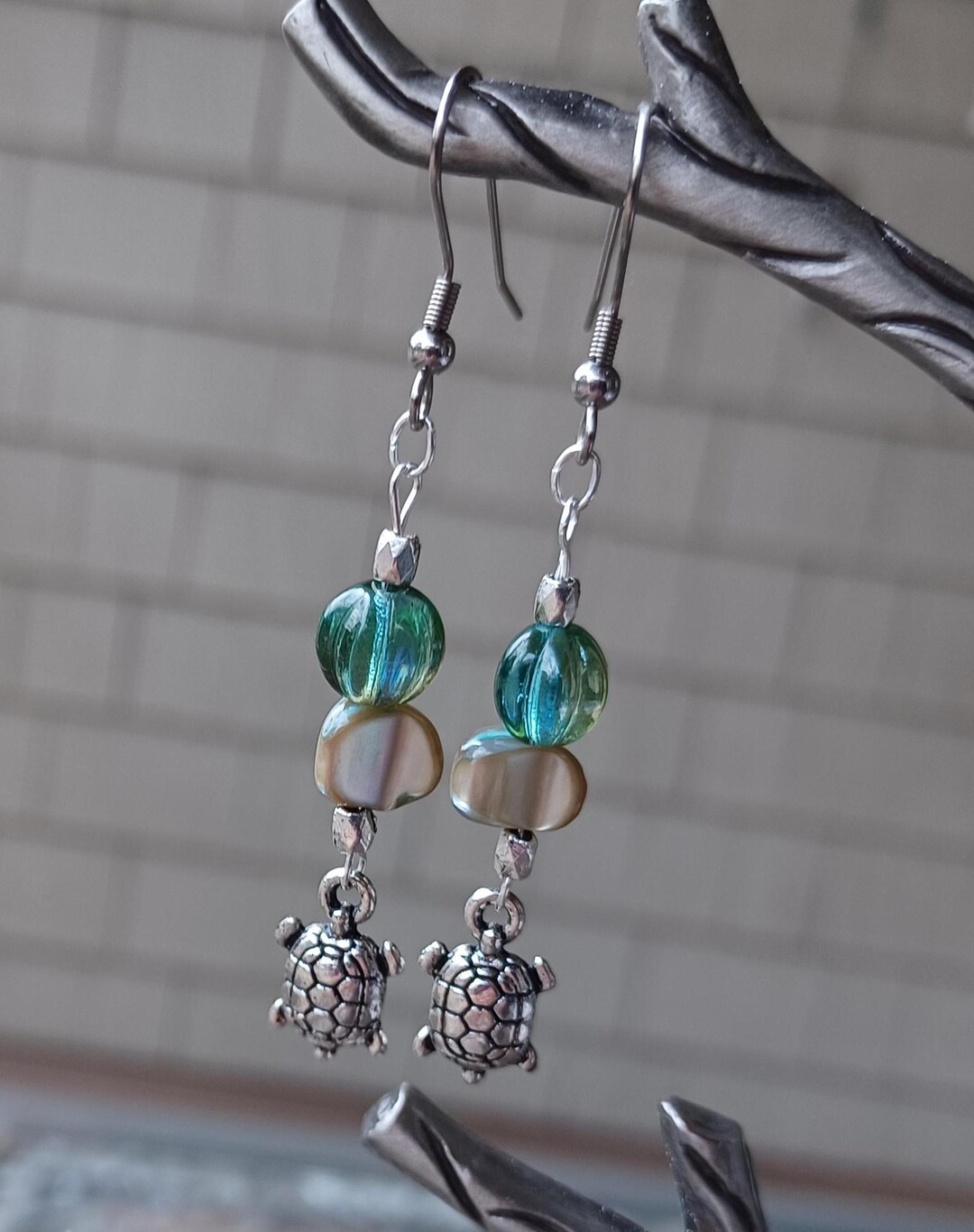 Sea Turtle Earrings With Abalone Shell, Hypoallergenic Tortoise ...