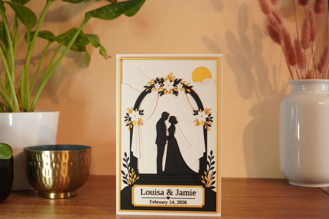 Personalized Wedding Keepsake Card | 3D Embossed Bride Groom Plaque - Etsy
