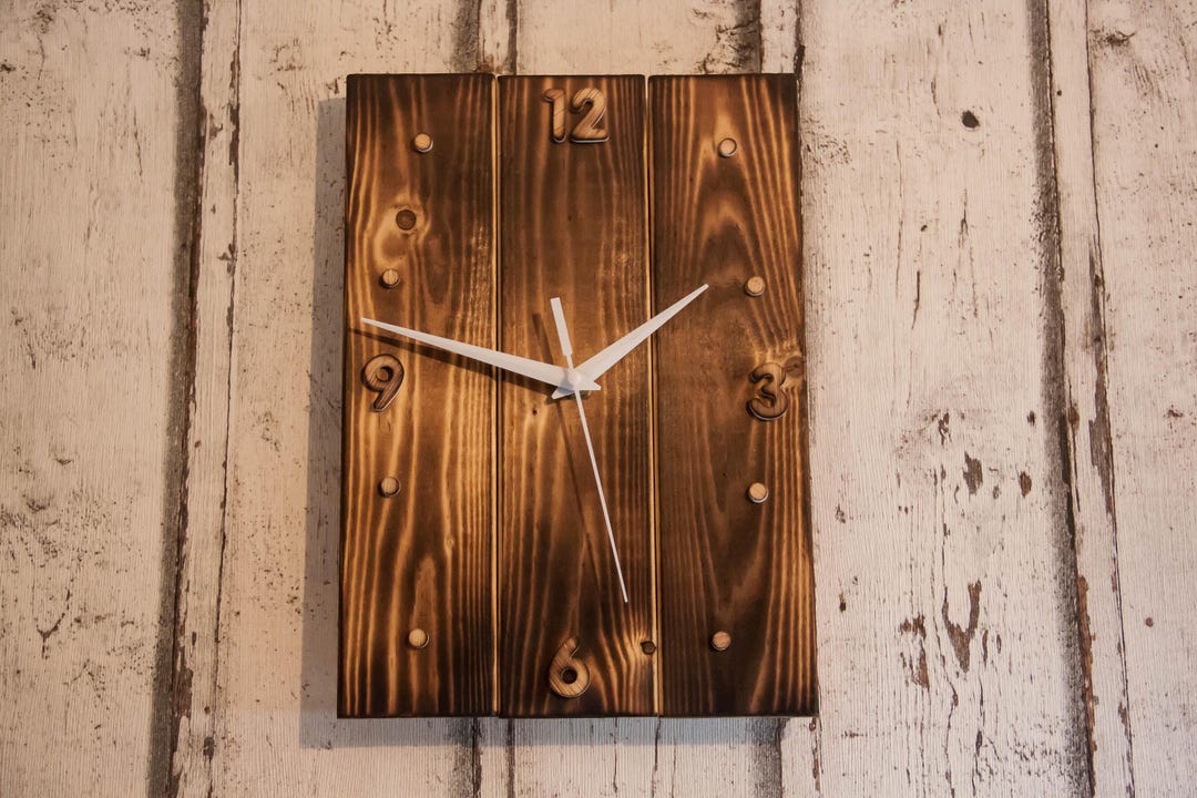 Rustic Handmade Pine Wood Wall Clock - Width 20.5 Cm - Height 29 Cm ...