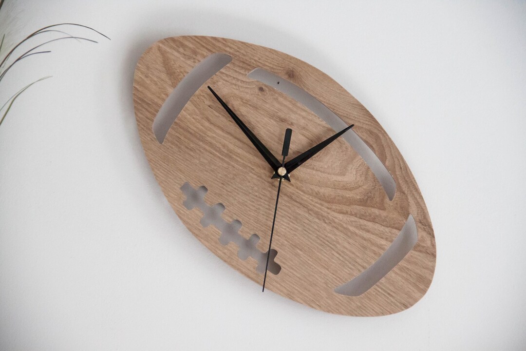 Unique Rugby Ball Wall Clock in Laminate - Width 17 Cm - Height 30 Cm ...