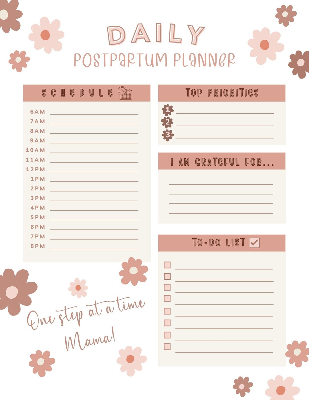 Daily Schedule Printable, Postpartum-new Mom Template, To-do List for ...