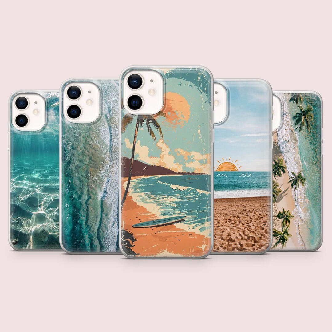 Ocean Phone Case Waves Beach Sand Cover for iPhone 16, 15, 14, 13, 12 ...