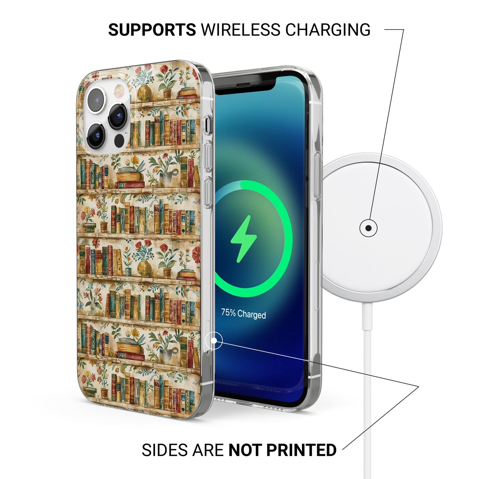 Bookshelf Phone Case Library Art Wooden Furniture Cover for iPhone 16 ...