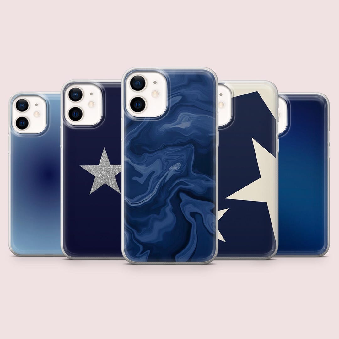 Navy Blue Phone Case Star Aura Aesthetic Blue Cover for iPhone 16, 15 ...