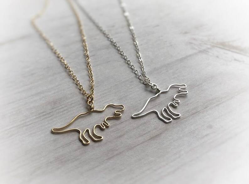 Dinosaur Necklace in Silver or Gold, T-rex Necklace, Best Friend ...