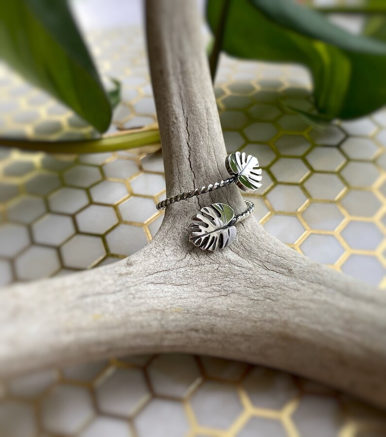 Monstera Leaf Ring Monstera Bypass Ring Silver Monstera - Etsy