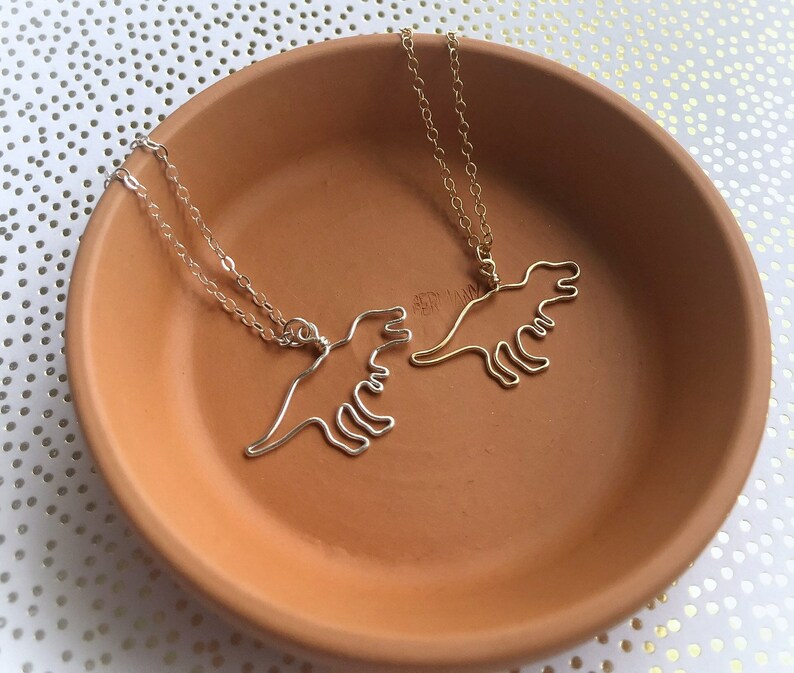 Dinosaur Necklace in Silver or Gold, T-rex Necklace, Best Friend ...