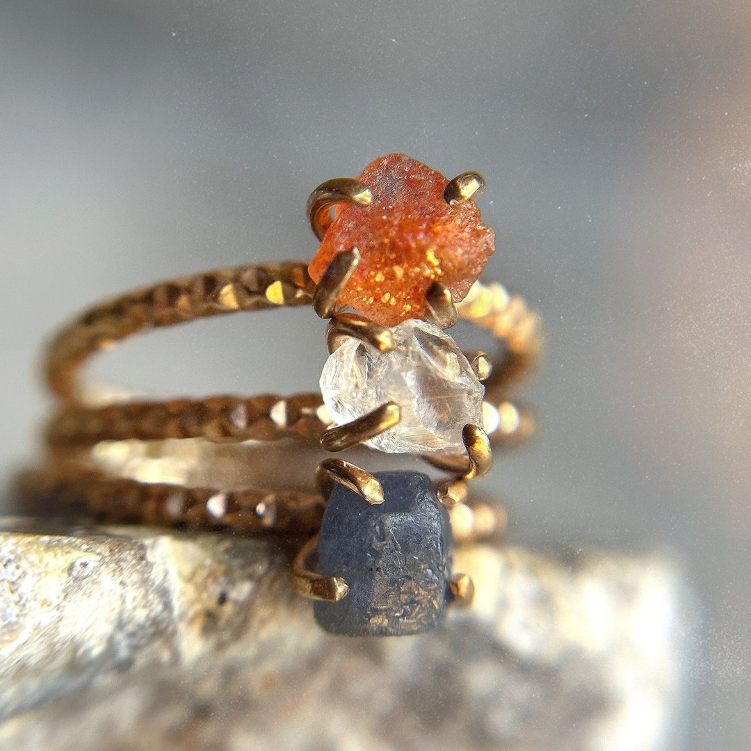 Gemstone Stacking Ring - Raw Gemstone Rings in Gold Filled or Sterling ...