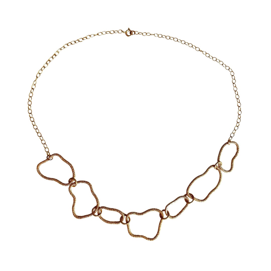 Etruscan Stardust Gold or Silver Chain Link Necklace - Statement Chain Link Necklace - Gift for ...