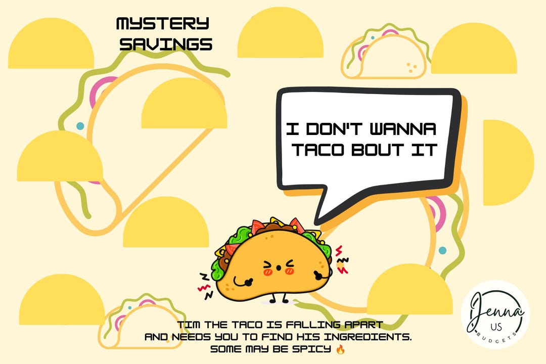 Tim the Taco Mystery A6 Savings Challenge - Etsy