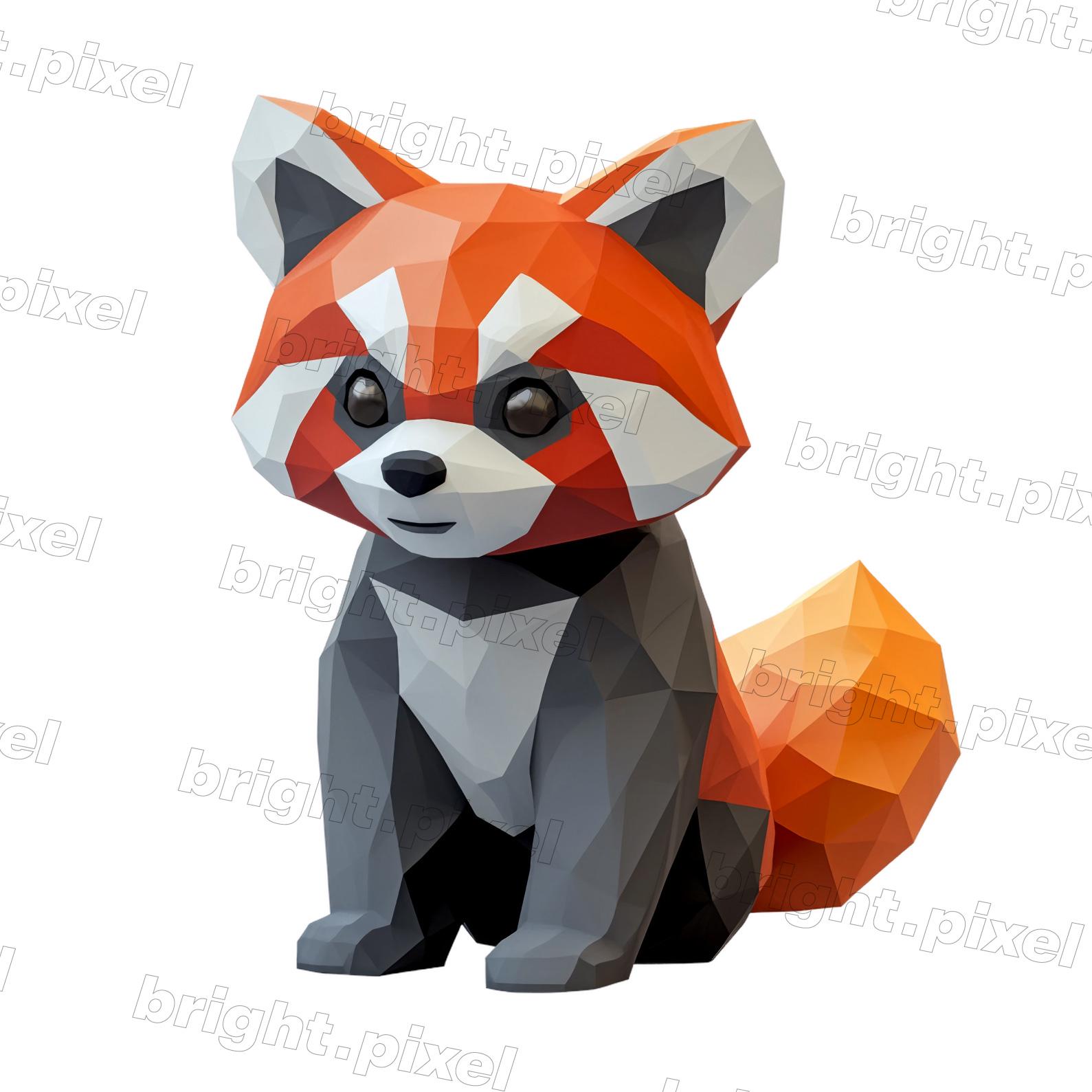 Red Panda Clipart - Low Poly Red Panda Clipart Bundle - PNG - 3D Style ...