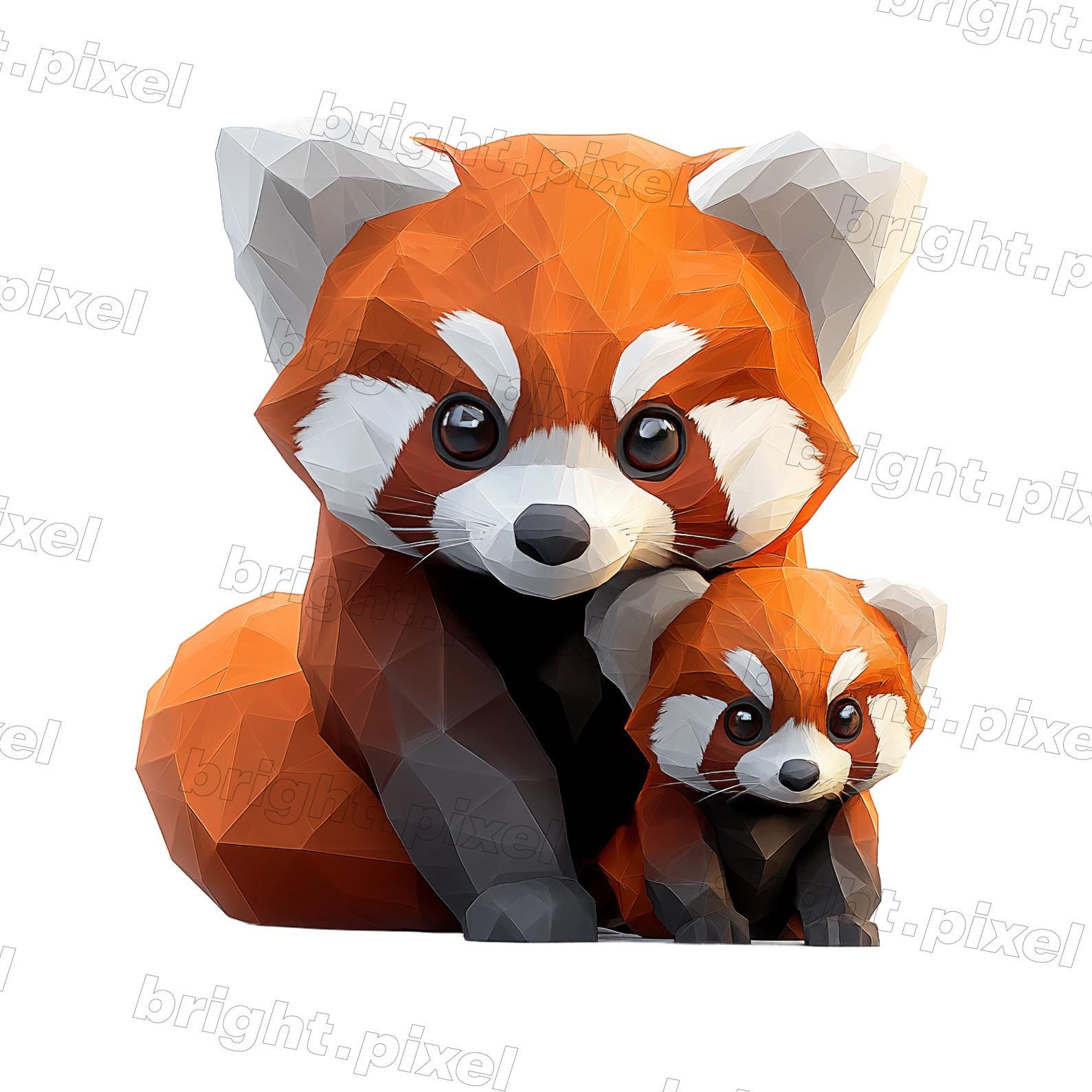 Red Panda Clipart - Low Poly Red Panda Clipart Bundle - PNG - 3D Style ...