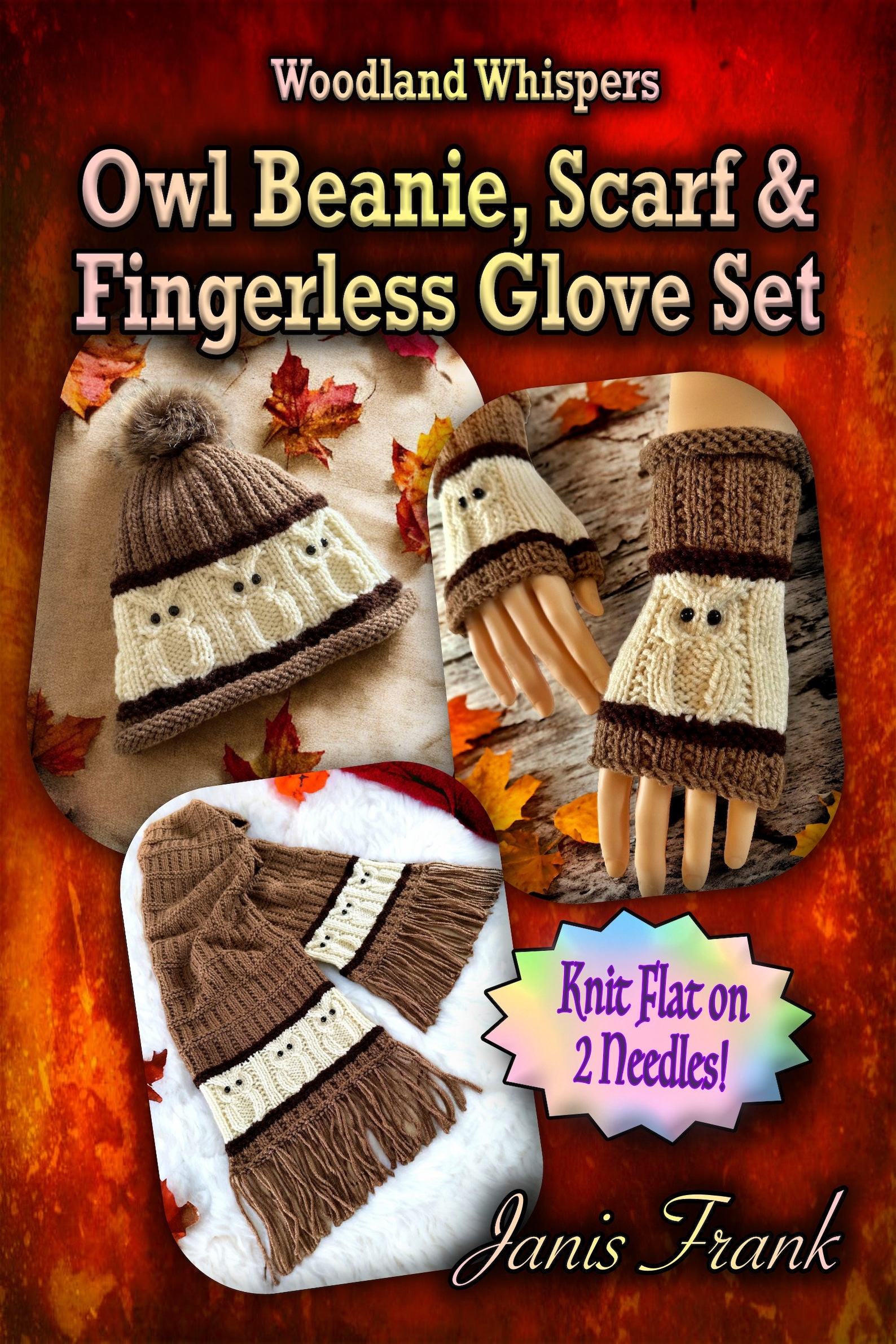 Owl Knitting Patterns - Owls Scarf Beanie Hat Toque Mitts Gloves Wrist ...