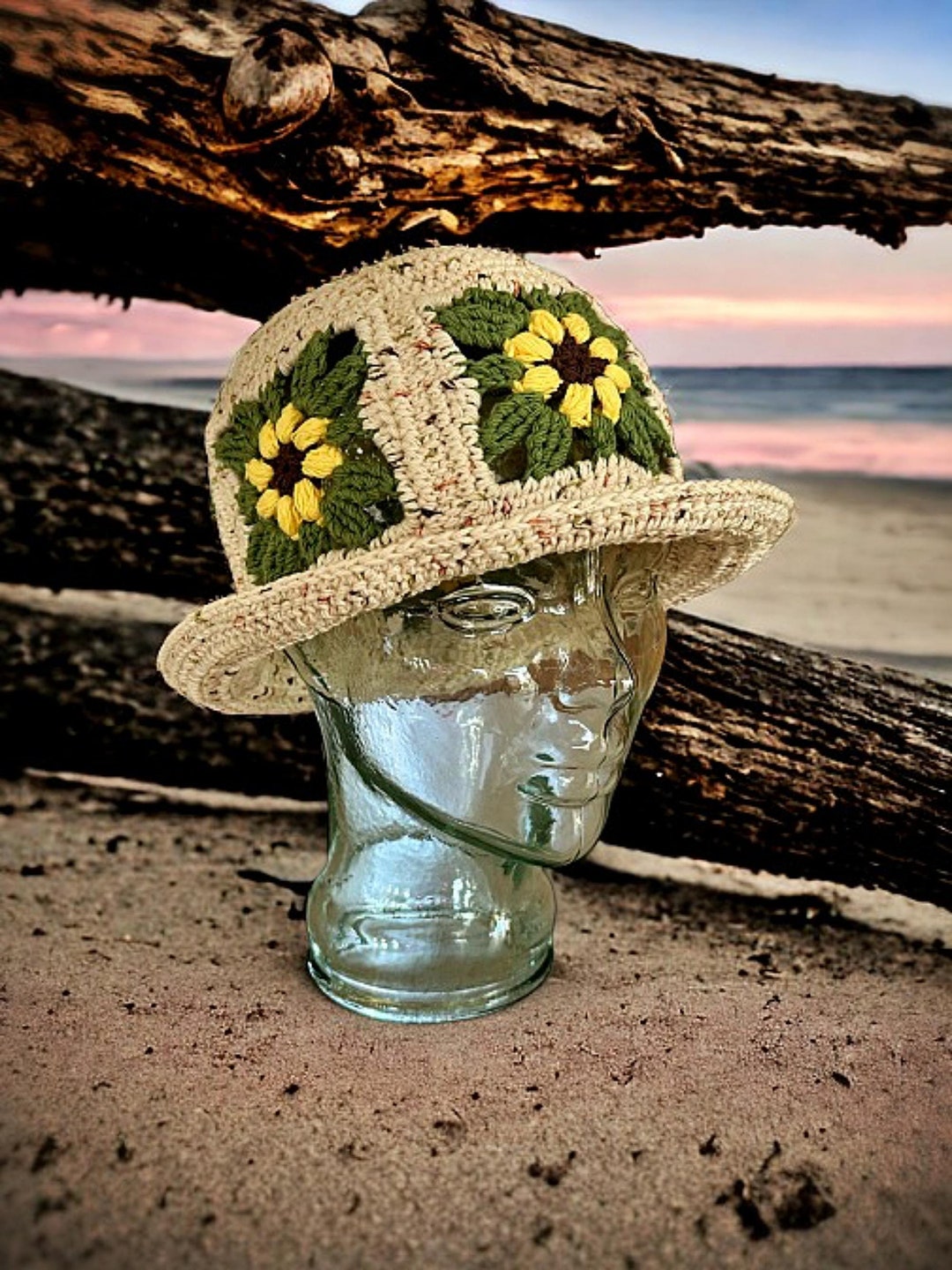 Crochet Pattern - Easy Granny Square Bucket Hat - Flower and Leaf ...