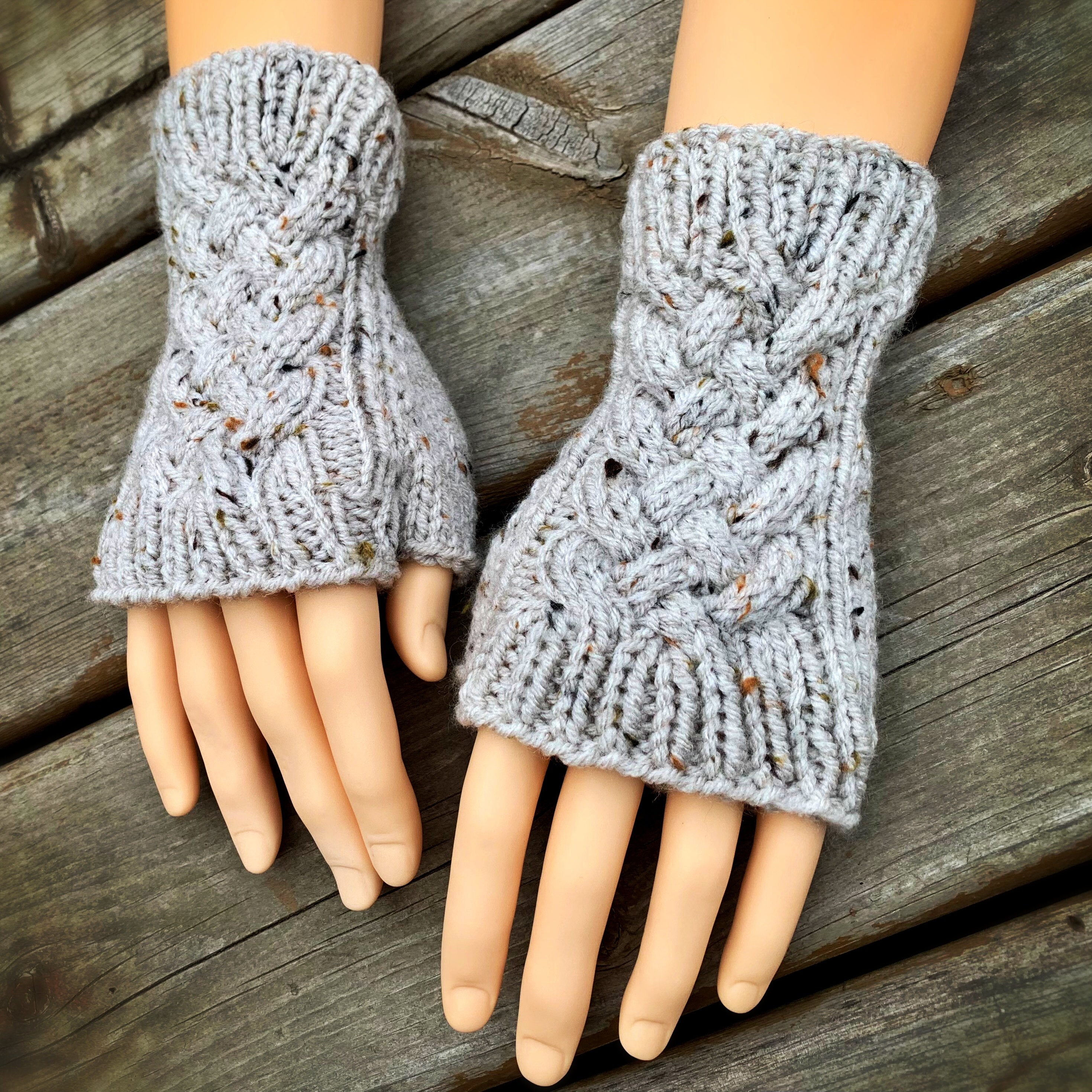 Knitting Pattern Cable Fingerless Gloves or Mitts Instant | Etsy