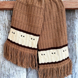 Knitting Pattern - Owl Scarf, Owl Motif, Knit Flat on Straight Needles ...