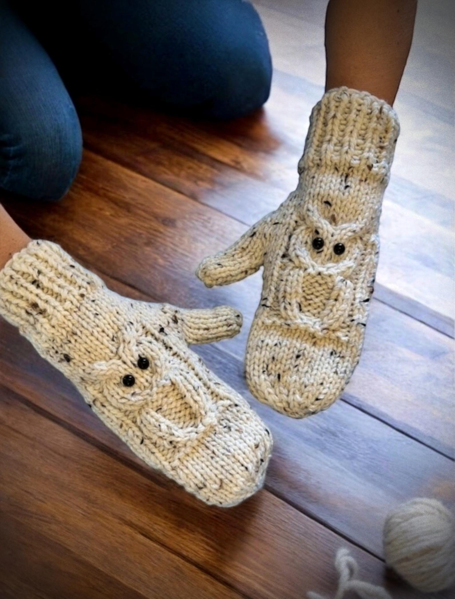 Knitting Pattern - Owl Mittens - Knit Flat on 2 Needles - Quick to Knit ...