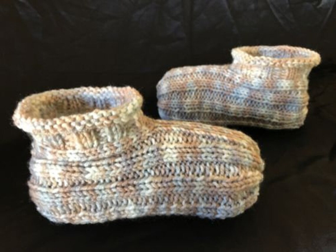 Knitting Pattern - How to Knit Adult Bootie Slippers Pattern With Step ...