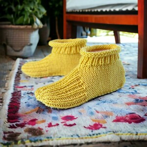 Knitting Pattern - Adult Cuffed Booties House Shoes - Easy Knit ...