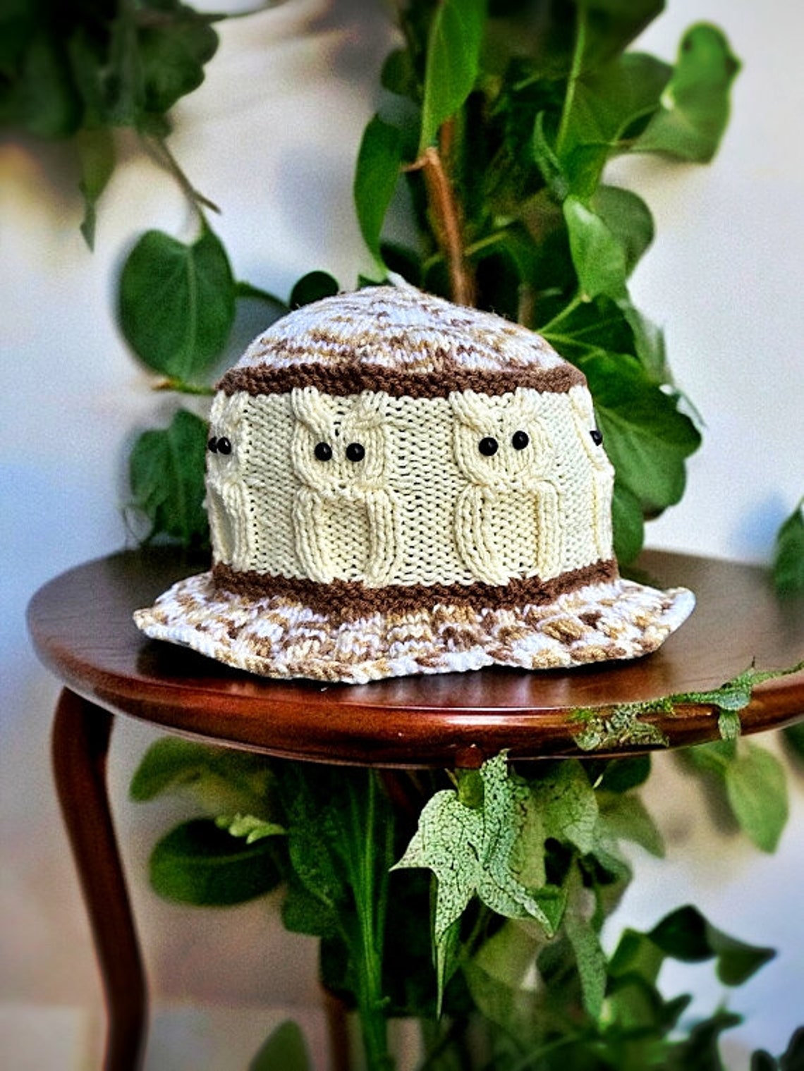Knitting Pattern - Owl Bucket Hat, Owl Hat, Knit Flat Fishing Hat ...