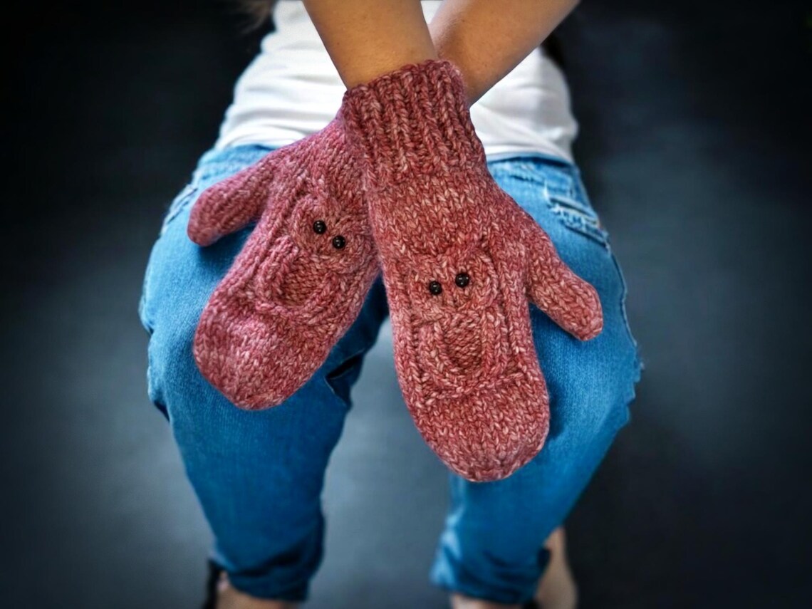 Knitting Pattern - Owl Mittens - Knit Flat on 2 Needles - Quick to Knit ...