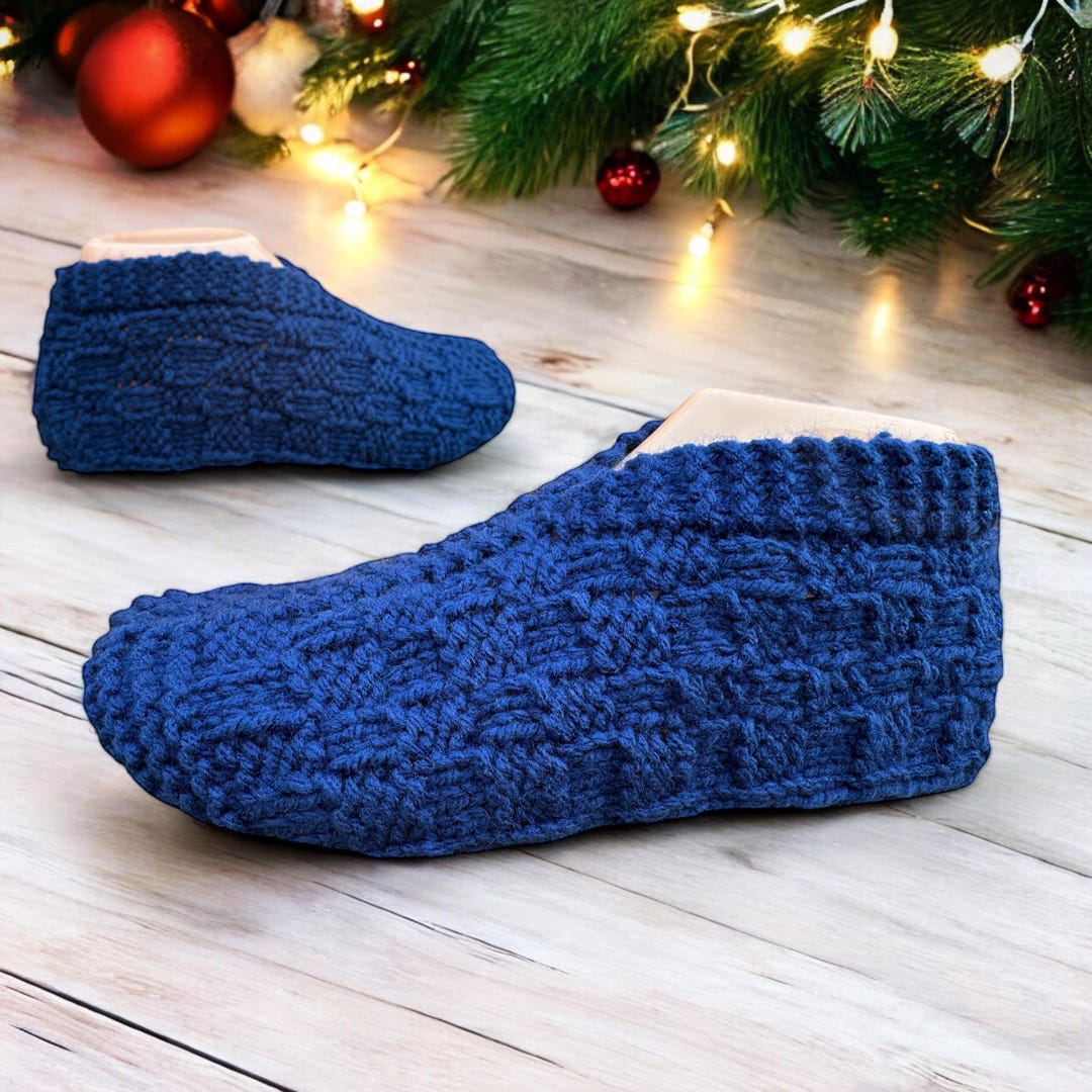 CUSTOM MADE Hand Knit House Slippers for Men and Women - Knitted ...