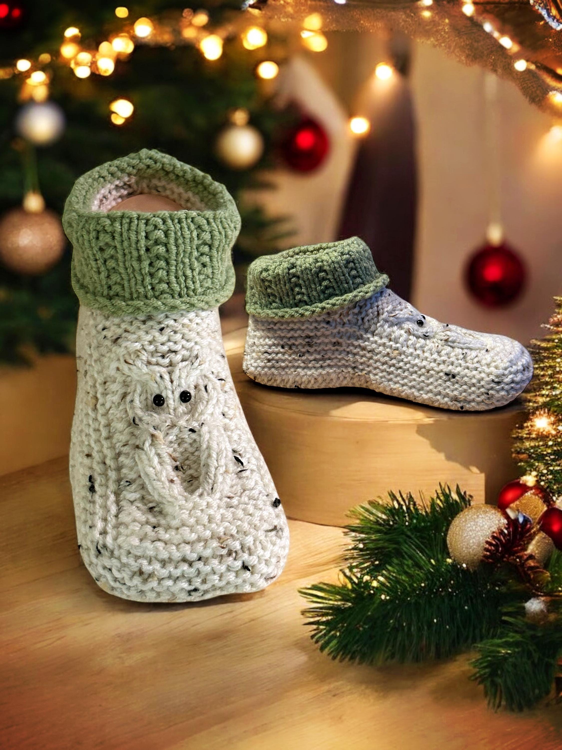 Knitting Pattern - Knitted Cable Owl Slippers With a Cuff - Moccasin ...