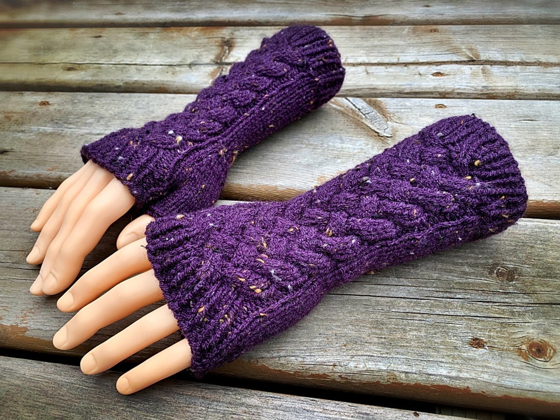 Knitting Pattern Cable Fingerless Gloves or Mitts Instant | Etsy