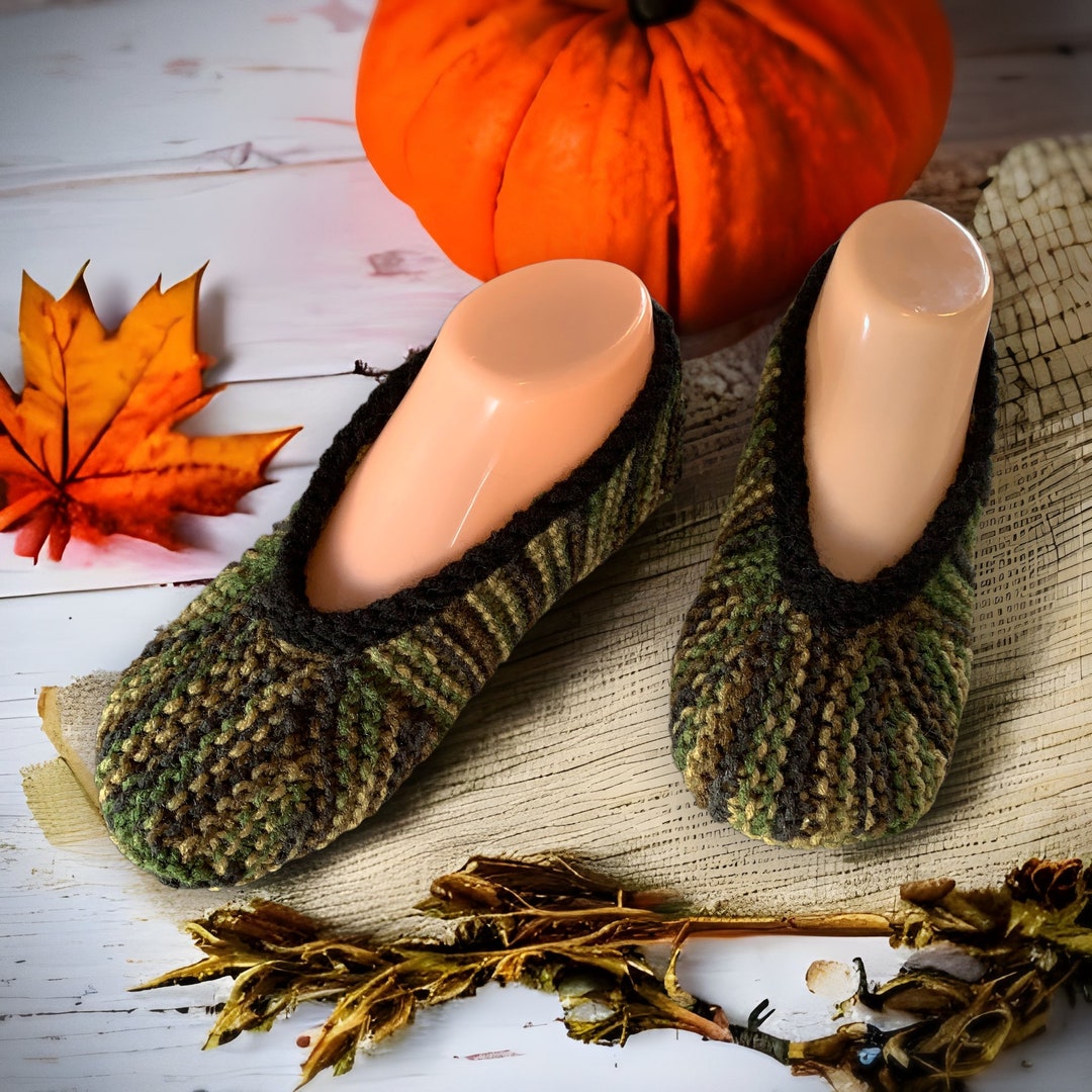 CUSTOM MADE Hand Knit Camo House Slippers - Bespoke Slippers ...