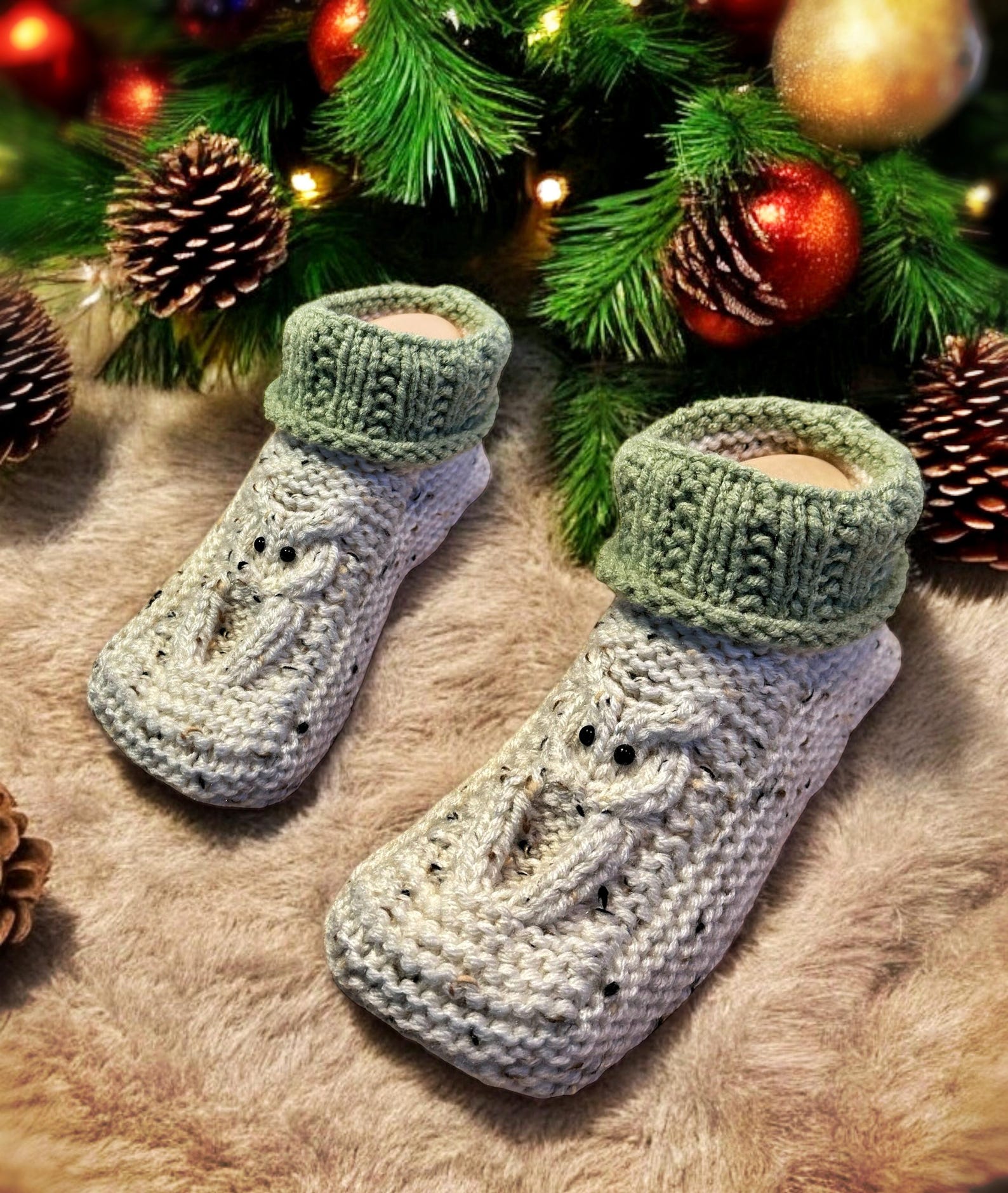 Knitting Pattern - Knitted Cable Owl Slippers With a Cuff - Moccasin ...