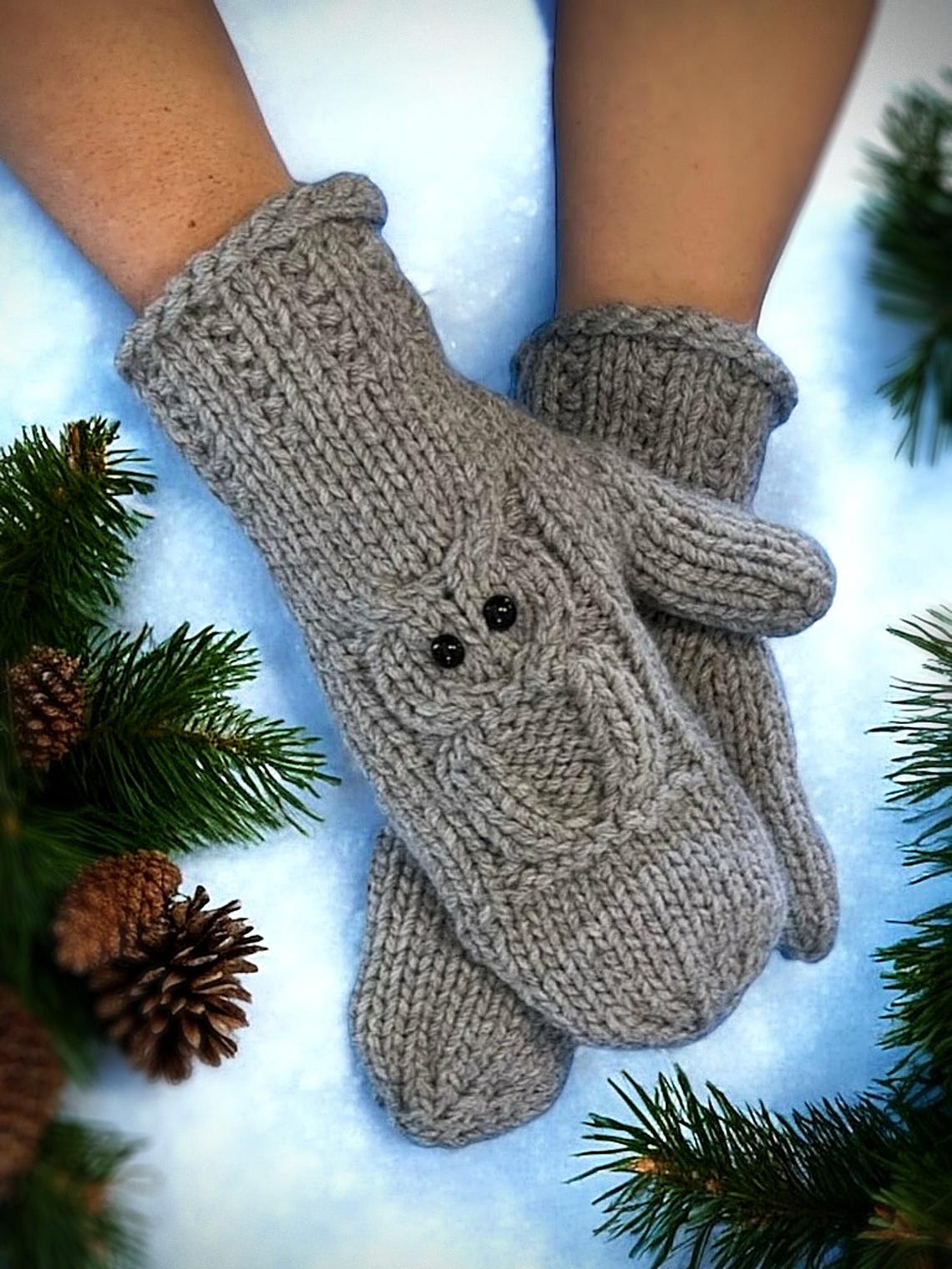 Knitting Pattern - Owl Mittens - Knit Flat on 2 Needles - Quick to Knit ...