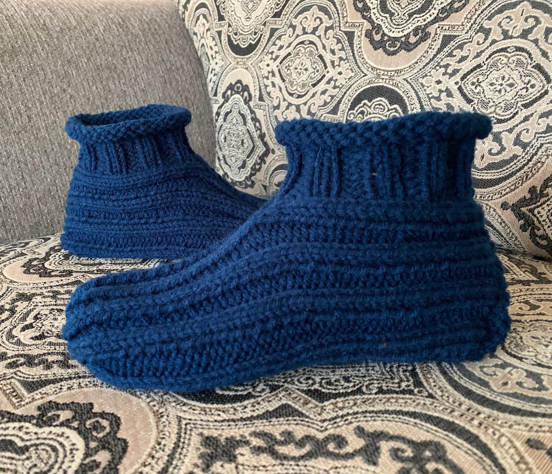 Knitting Pattern - How to Knit Adult Bootie Slippers Pattern With Step ...